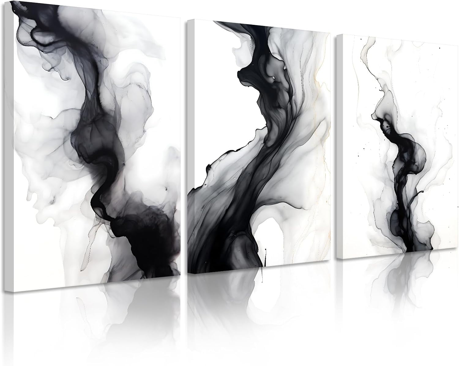 Black White Abstract Wall Art Decor Set of 3 Modern Wall Art Minimalist ...