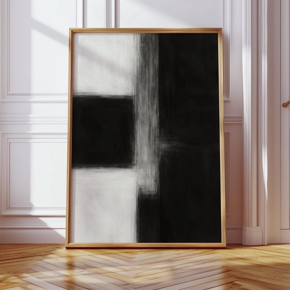 Black And White Abstract Wall Art, Modern Minimalist Monochrome ...