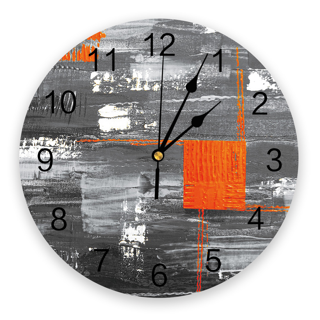 Black White Abstract Yellow Partial Color Large Wall Clock Dinning ...