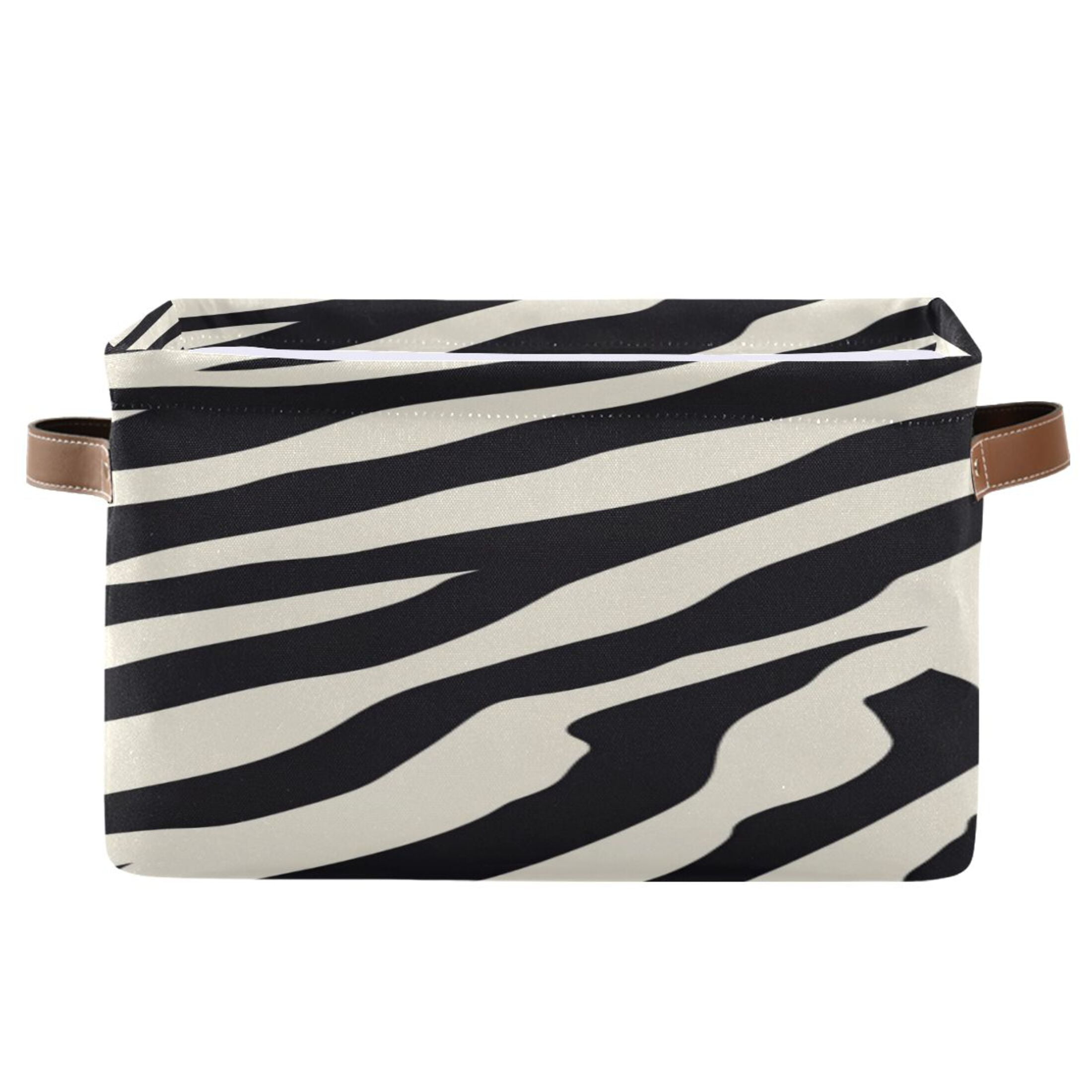 Black White Abstract Zebras Pattern Square Storage Bins with Handles ...