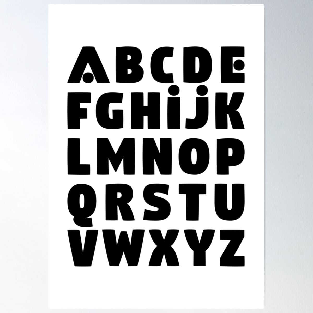 Black & White Alphabet Poster Wall Art, Modern Wall Decor For Living ...