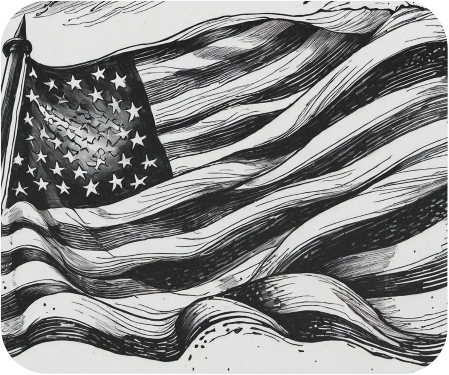 Black White American Flag Vintage Mouse Pad 9 x 8 Inch, Patriotic USA ...