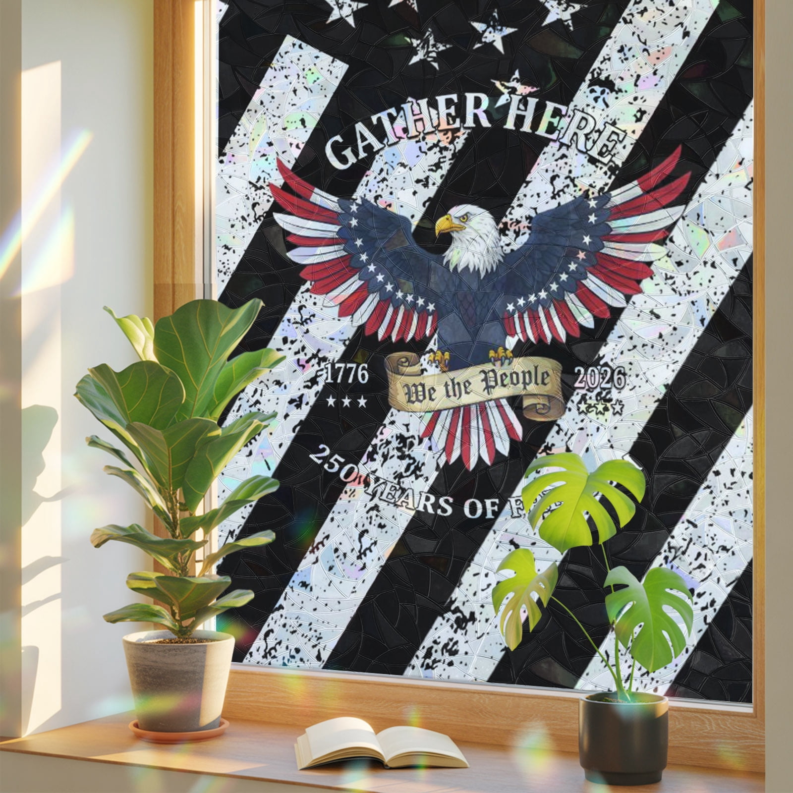 Black White American Flag Window Privacy Film, Rainbow Film Decorative ...