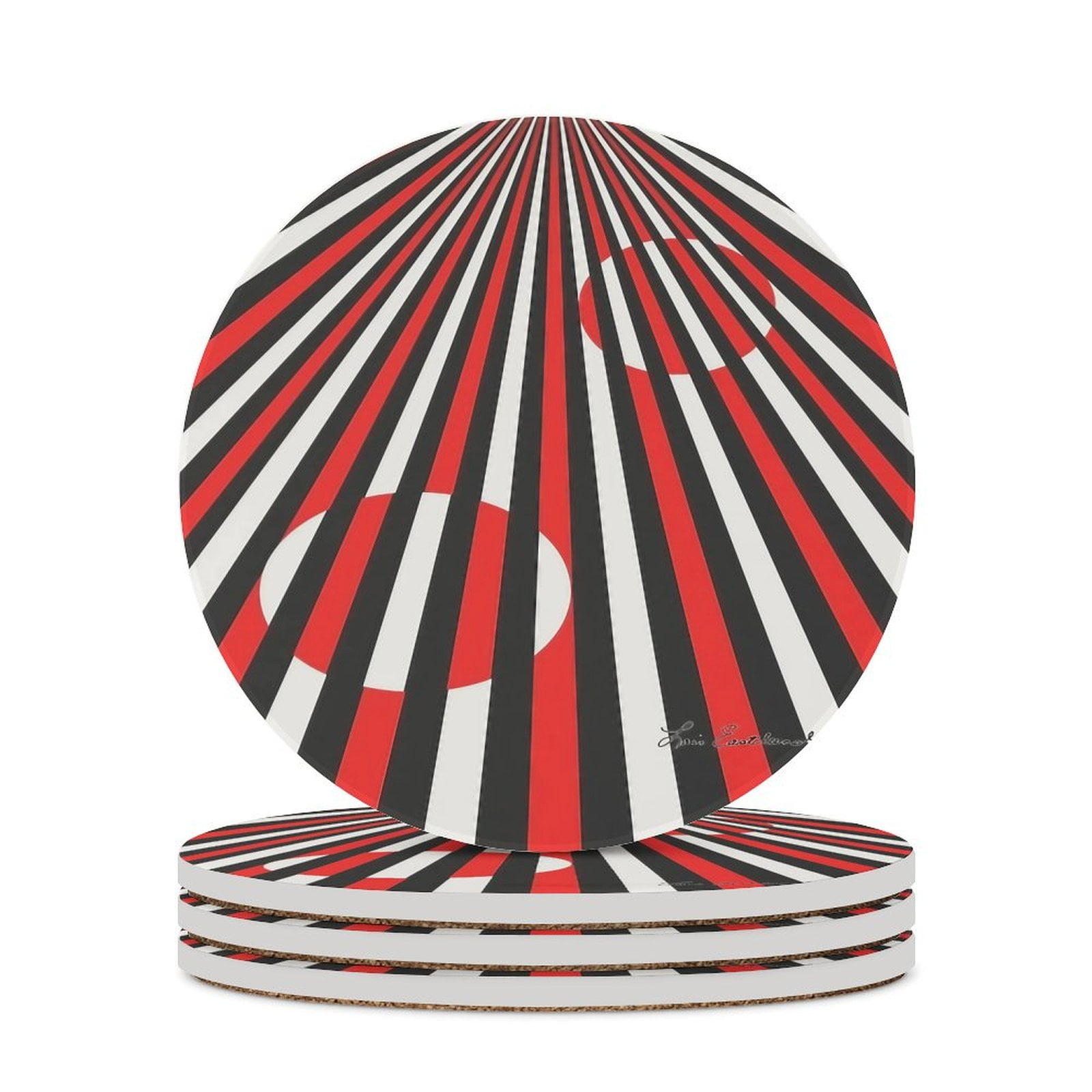 Black White And Red All Over! Ceramic Coasters Absorbent Coasters for ...