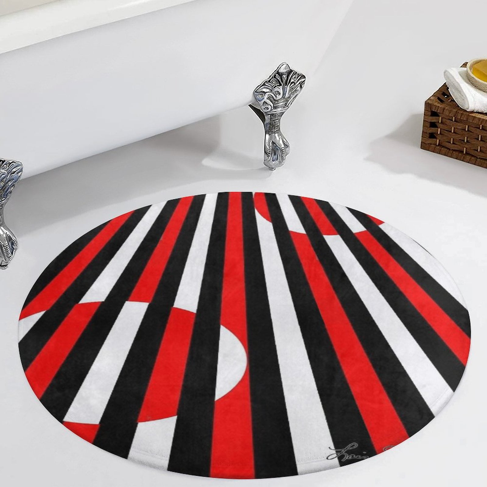 Black White And Red All Over! Round Carpet Circle Rug Outdoor Patio ...
