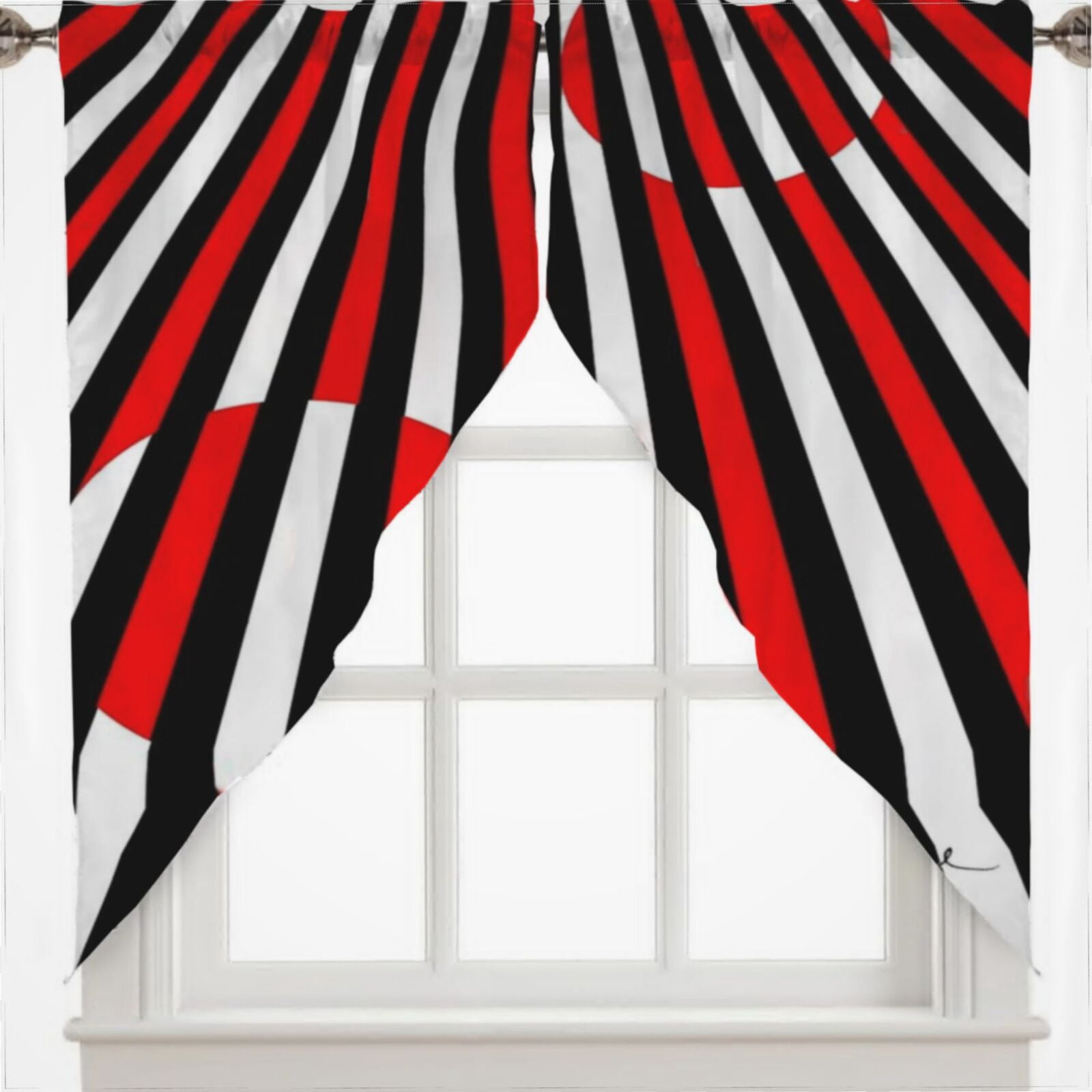 Black White And Red All Over! Swag Valances For Windows 2 Pack For ...