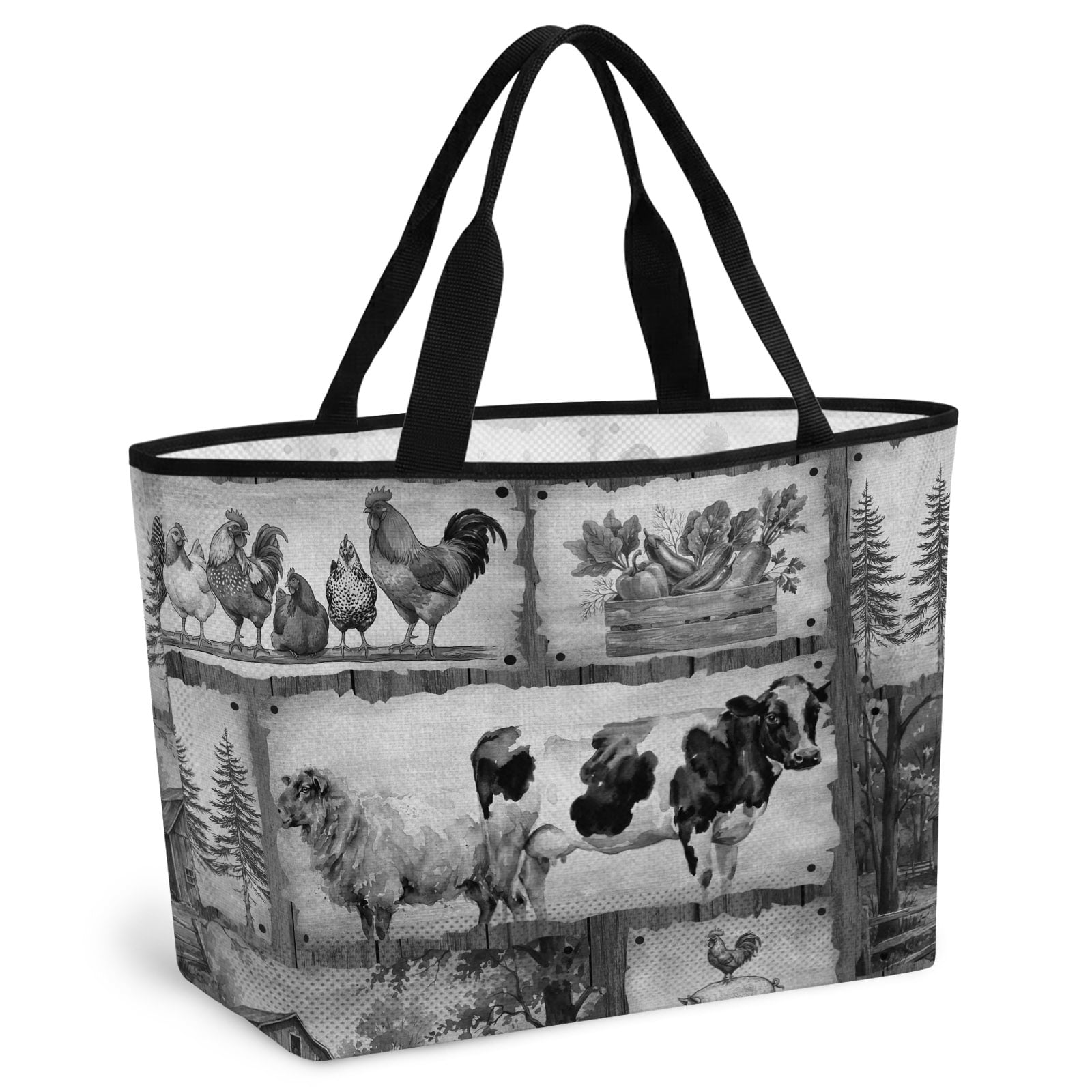 Black White Animals Beach Bag for Women, Large Breathable Mesh Beach ...