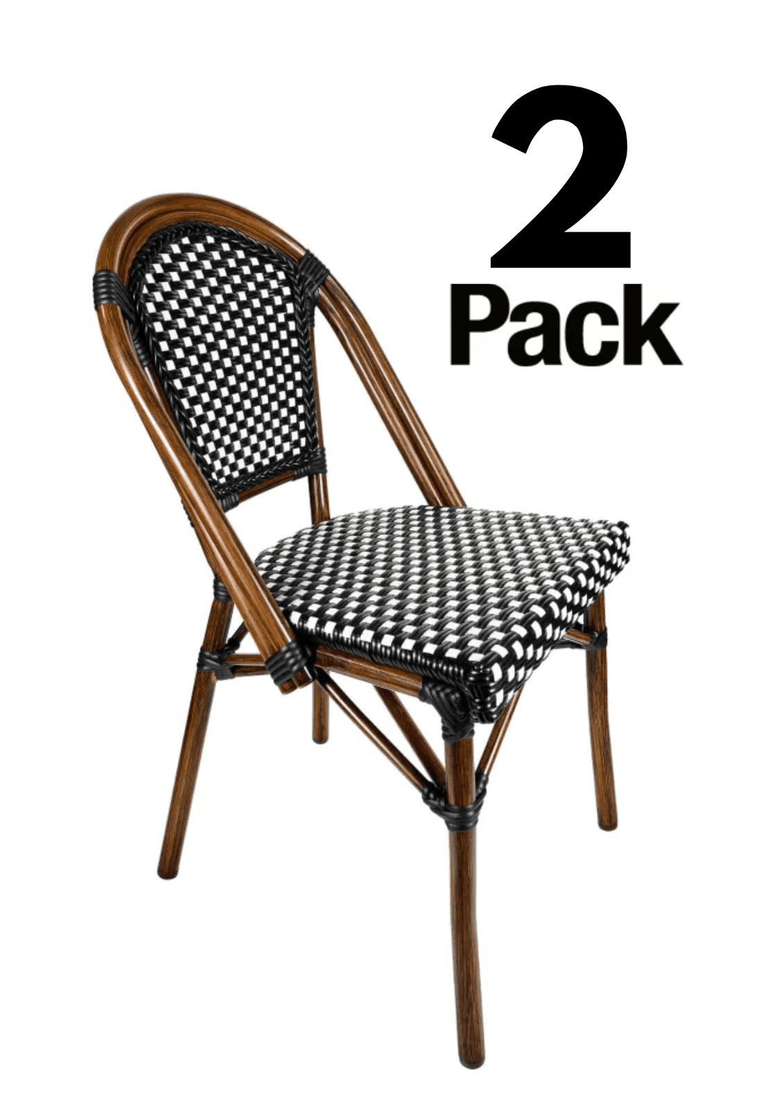 Black & White Armless French Bistro Patio Dining Chair by Chivari, Hand ...