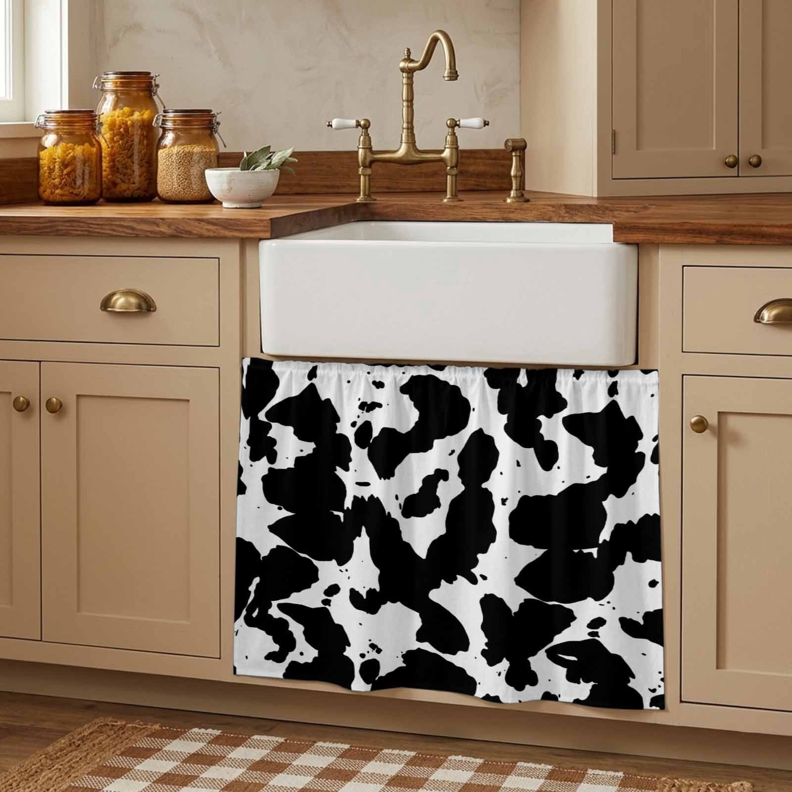 Black White Art Small Cabinet Curtains 10"W x 11"L, Modern Art Elegant ...