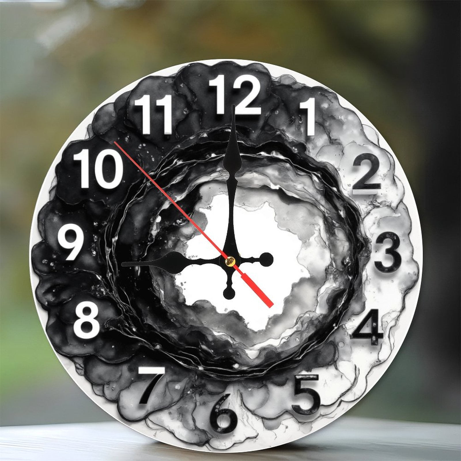 Black And White Artistic Wall Clock for Home Decor 10-Inch Silent ...