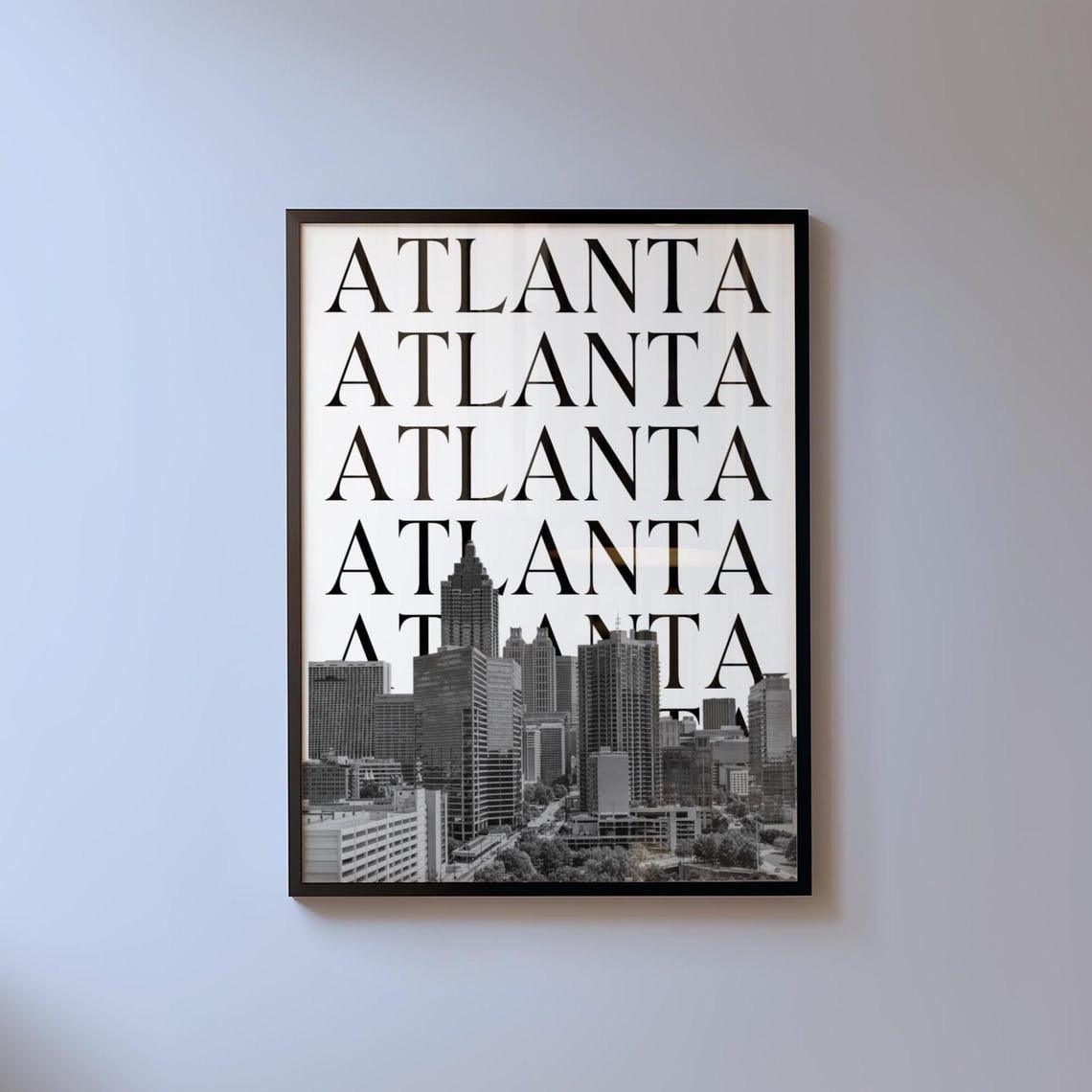 Black And White Atlanta Print Minimalist Georgia Travel Print Abstract ...