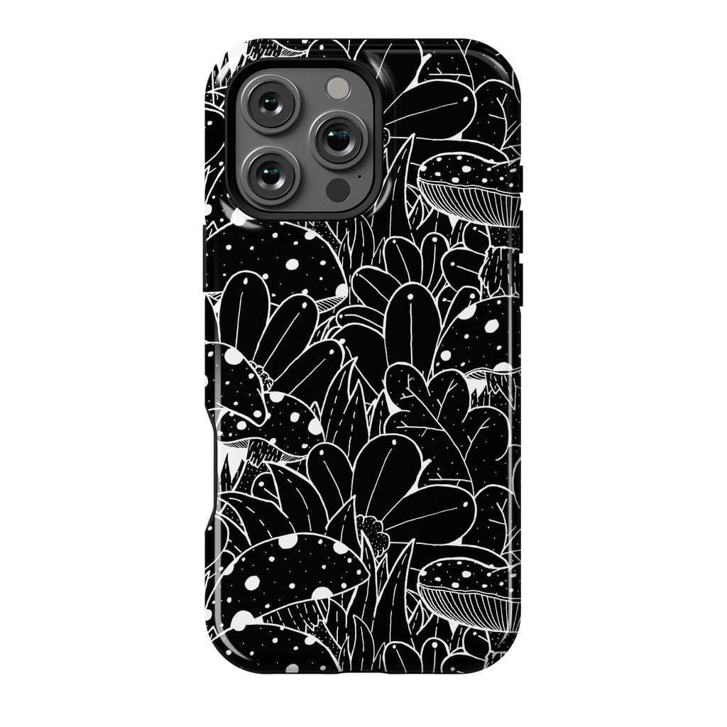 Black White Autumn Pattern Art Phone Case for iPhone 11 12 13 14 15 16 ...
