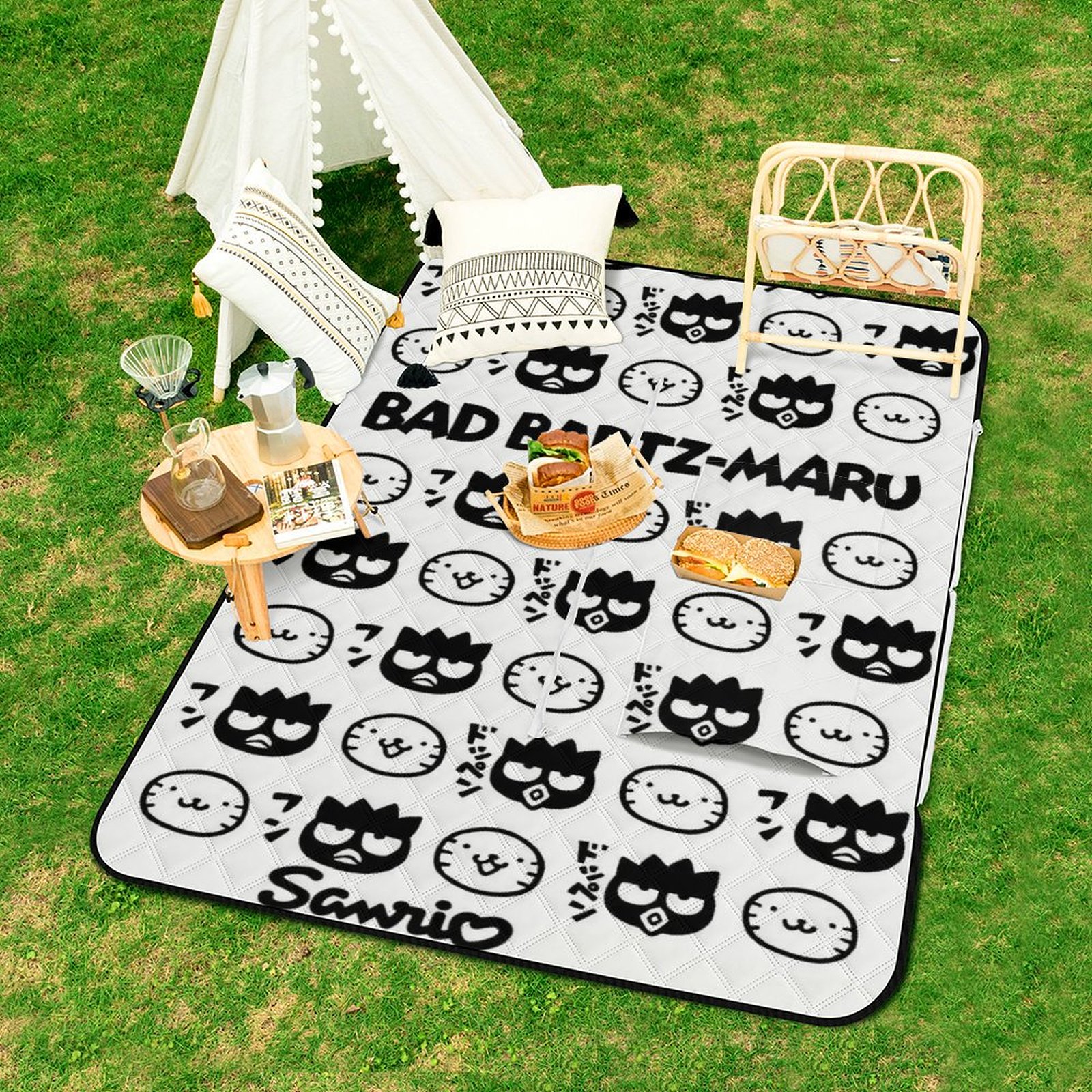 Black And White BadBadtz-maru Picnic Blankets 59"x39" Extra Large ...