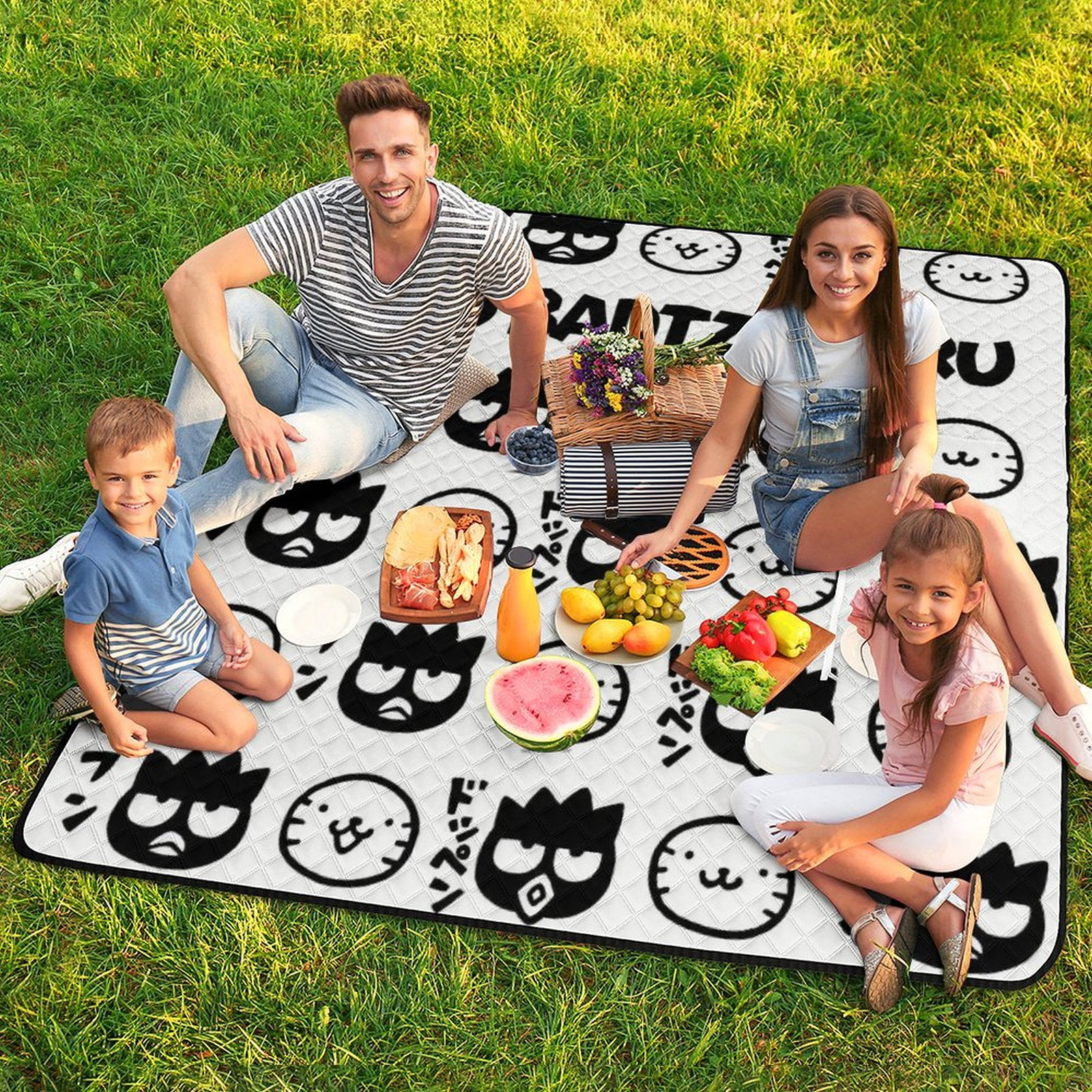 Black And White BadBadtz-maru Picnic Blankets 78"x78" Extra Large ...