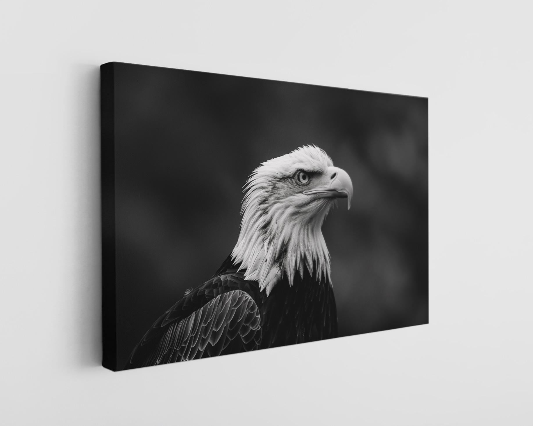 Black and White Bald Eagle Canvas Wall Art – Majestic Wildlife Print ...