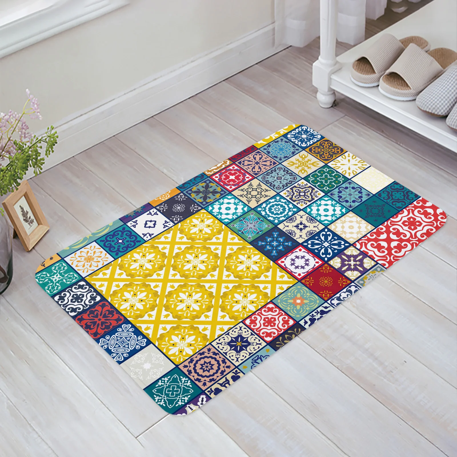 Black White Bandana Bohemia Bathroom Mat Corridor Carpet Kitchen Mat ...