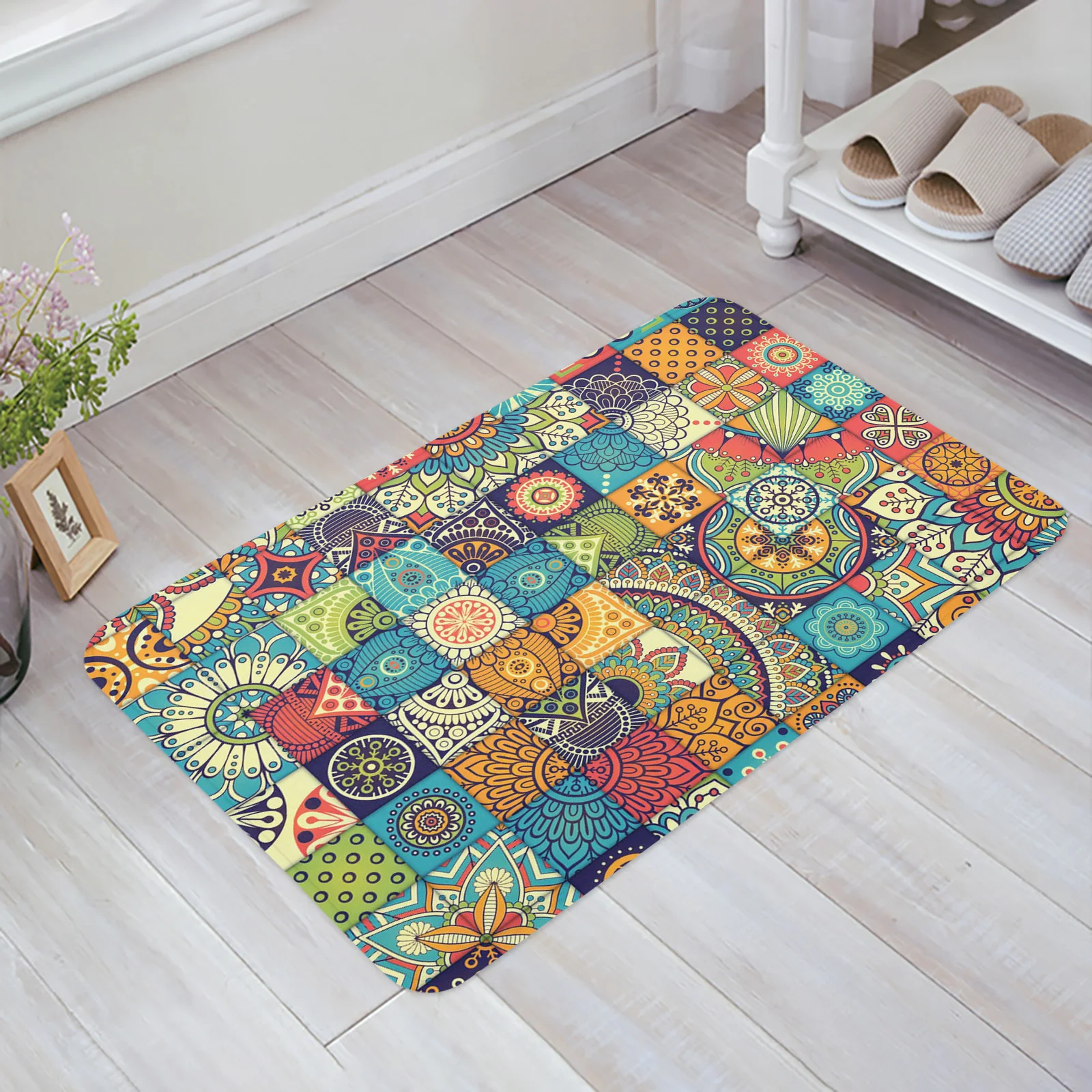 Black White Bandana Bohemia Bathroom Mat Corridor Carpet Kitchen Mat ...
