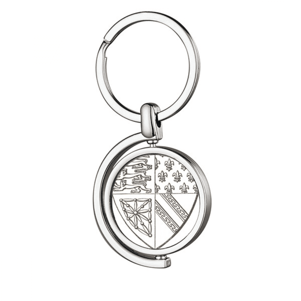 Black White Baroque Art Lion Shield Pattern Rotating Keychain Metal ...