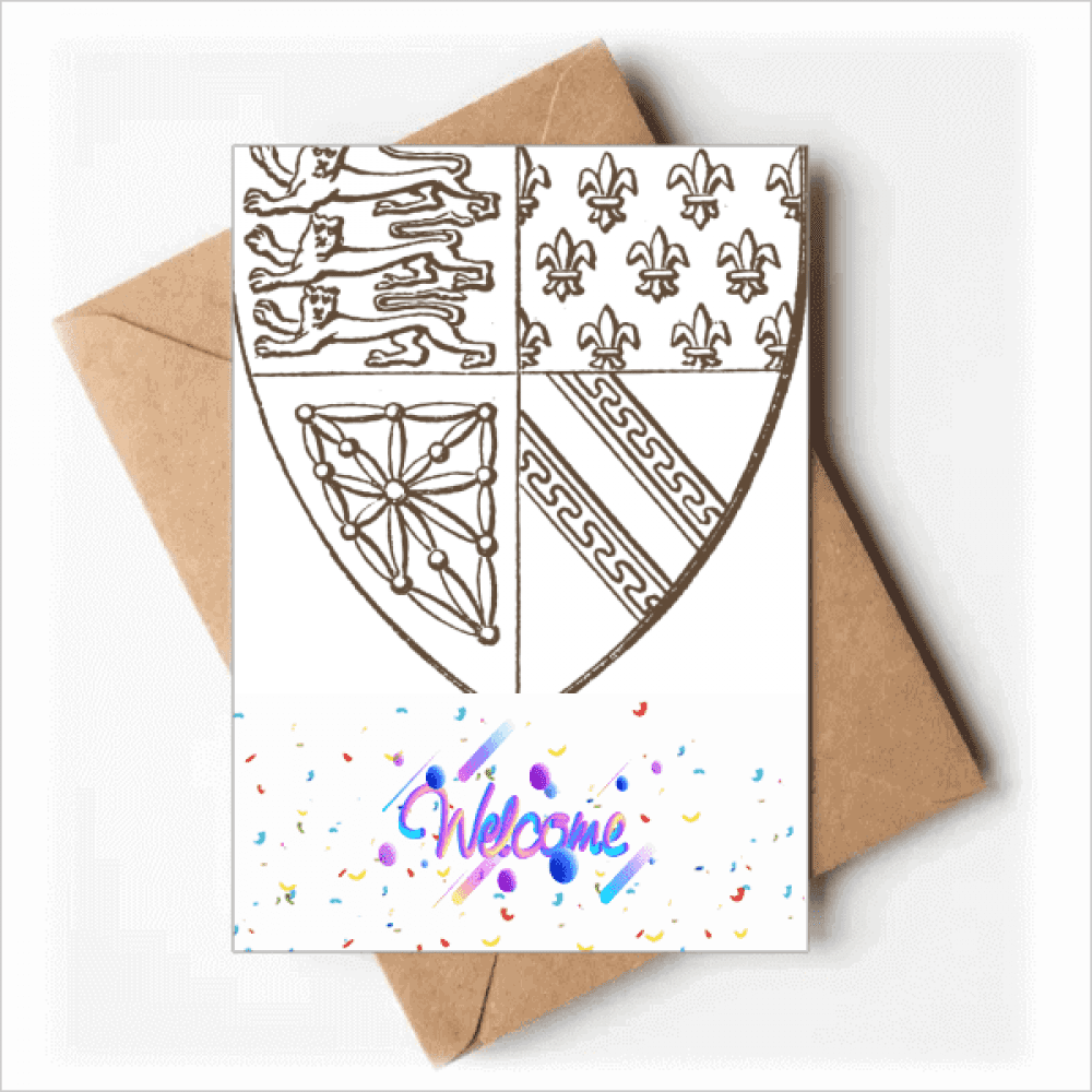Black White Baroque Art Lion Shield Pattern Welcome Back Greeting Cards ...