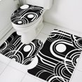 Black White Bathroom Rugs Set Abstract Line Boho Minimalist Mid Century ...