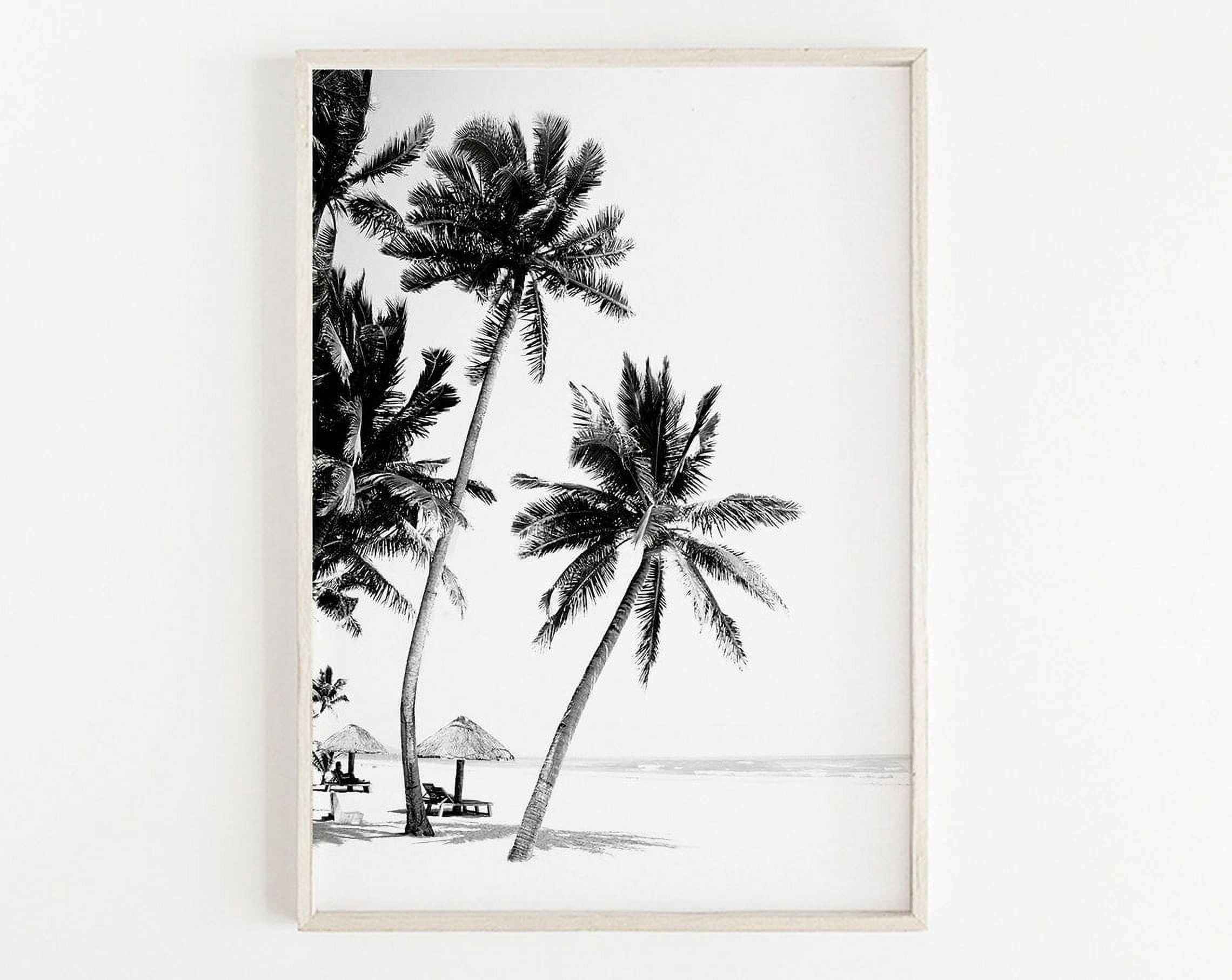 Black White Beach Print Tropical Print Palm Trees Print Coastal Wall ...