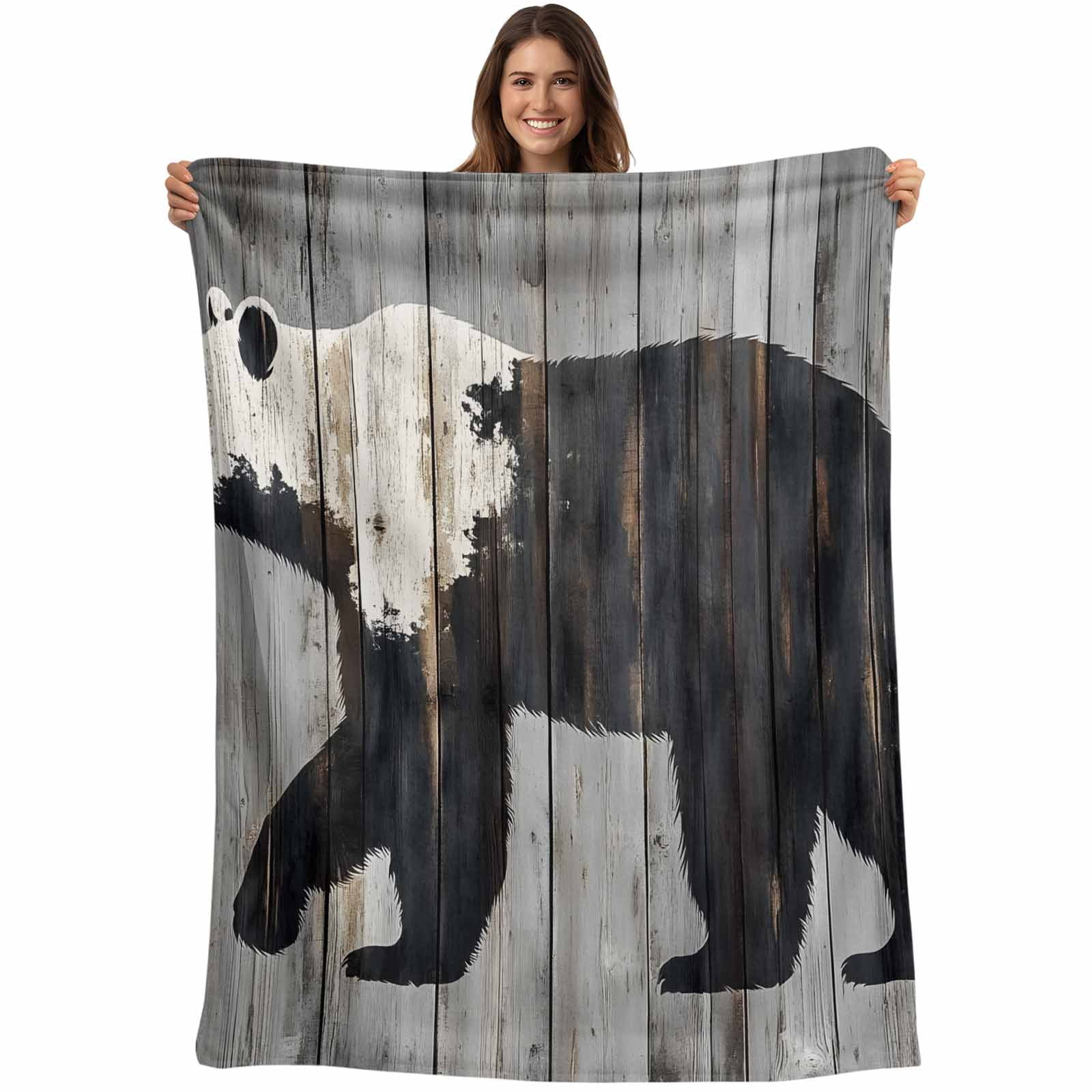 Black White Bear Blanket Soft Cozy Warm Twin Blanket for Bed, Plush ...