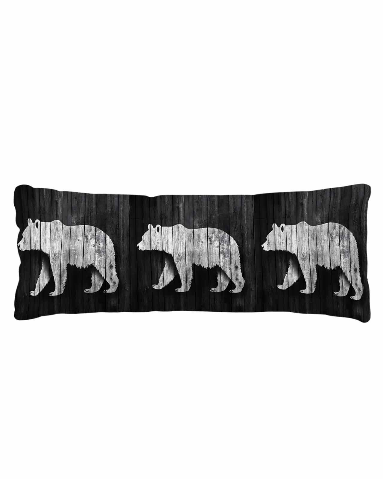 Black White Bear Body Pillow Cover 20 x 54 Inch Decorative Pillow Cover ...