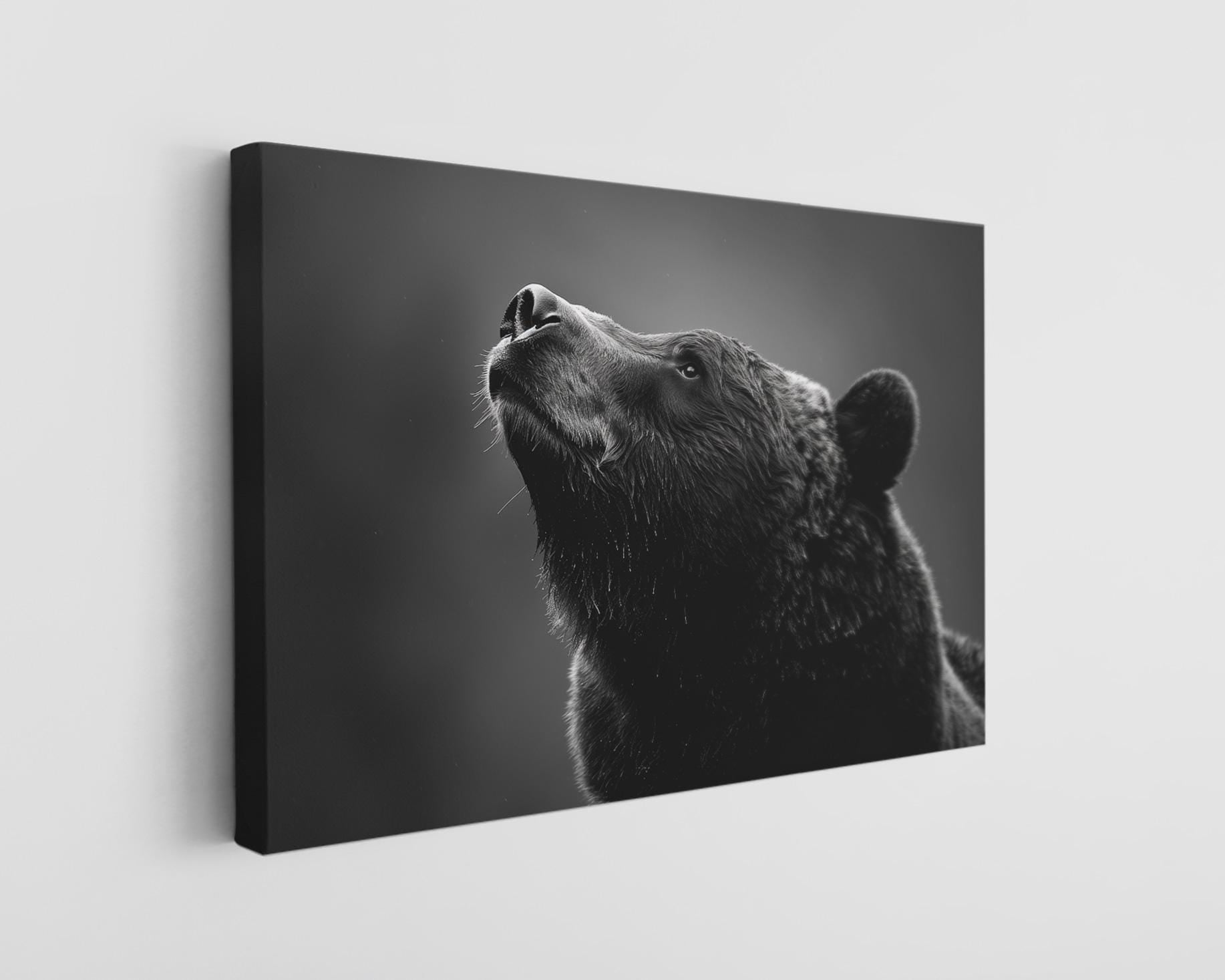 Black and White Bear Canvas Wall Art – Majestic Wildlife Portrait ...