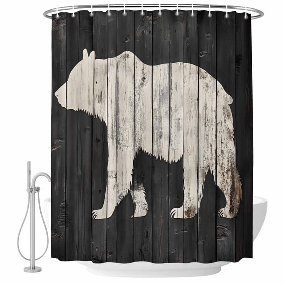 Black White Bear Shower Curtain Set - Extra Long 72" x 96" Washable ...