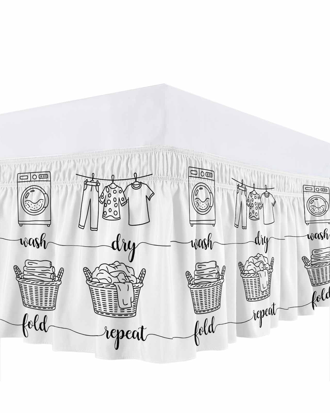 Black White Bed Skirt Cal King Size, Cartoon Farmhouse Retro Wrap ...