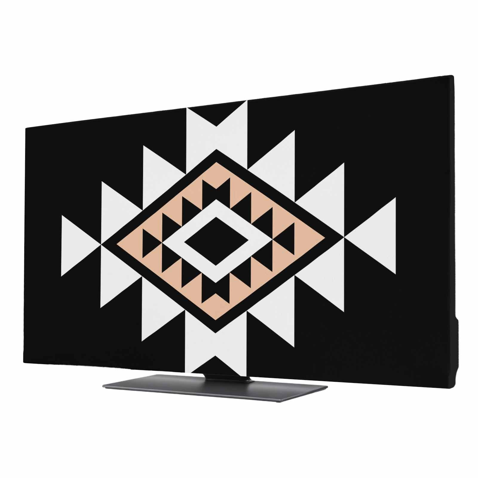 Black White Beige Boho TV Cover for 50 Inch Screen, Stretch Fabric ...