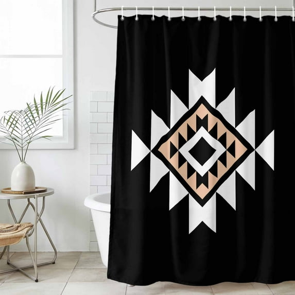 Black White Beige Boho Waterproof Fabric Shower Curtain,Western ...