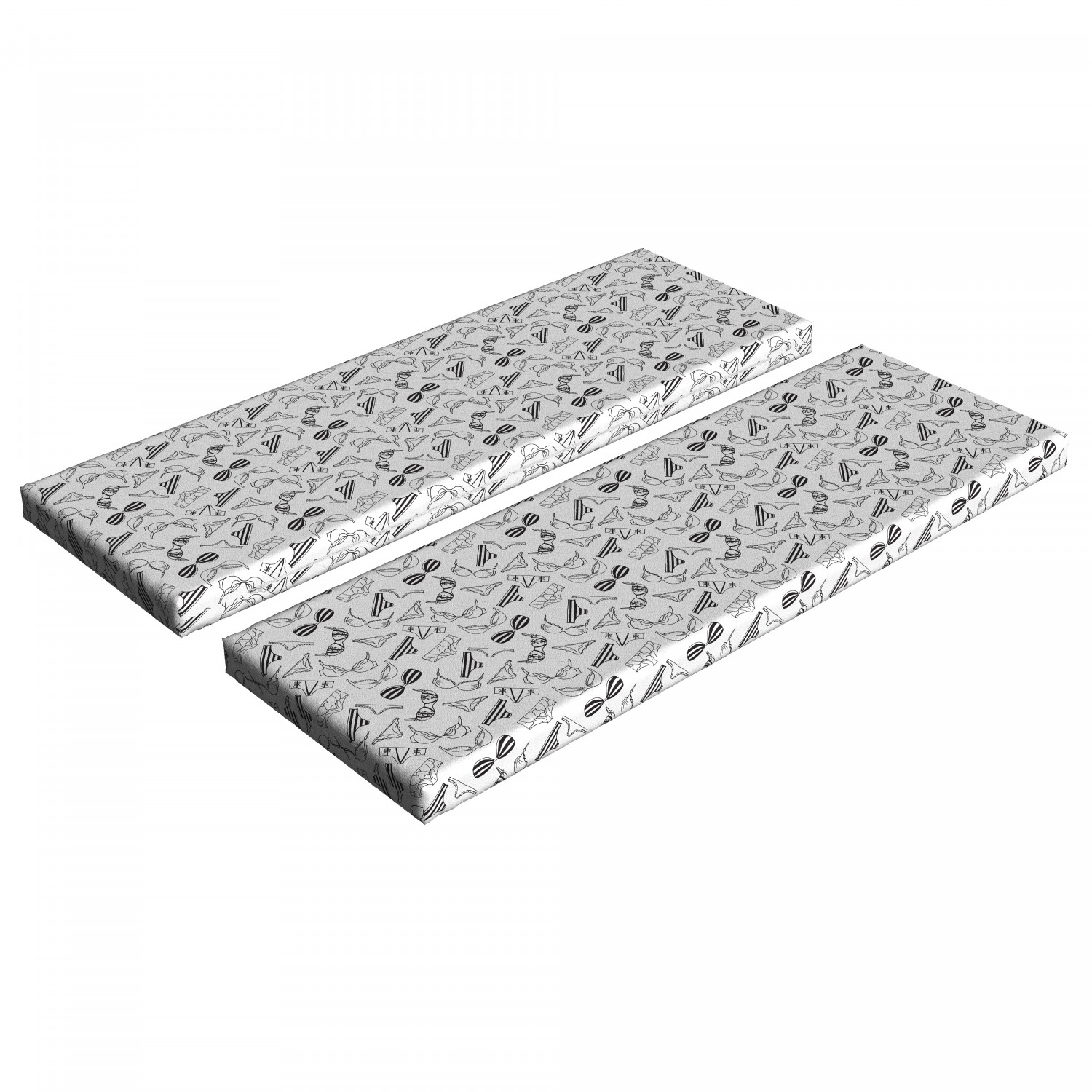 Black and White Bench Cushion Set of 2, Lingerie Underwear Pattern Bras ...