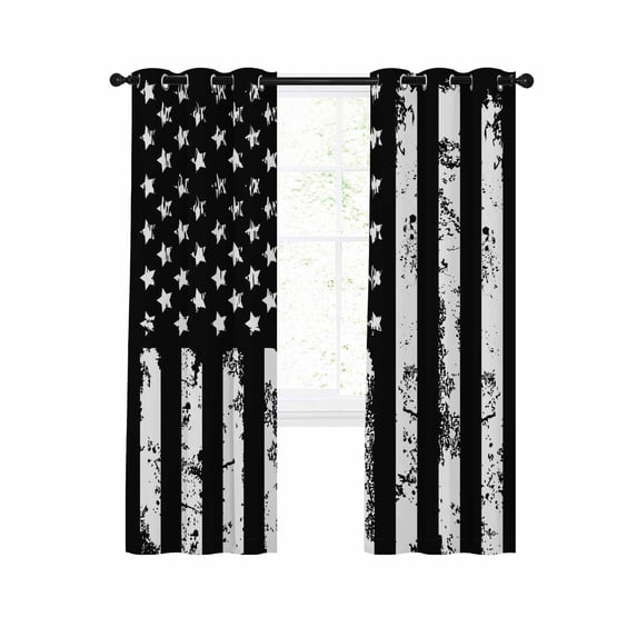 Black White Blackout Curtains 39 Inches Long for Bedroom, Retro Stars ...