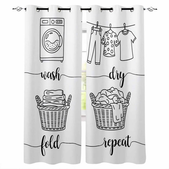 Black White Blackout Curtains 39 Inches Long, Cartoon Farmhouse Retro ...