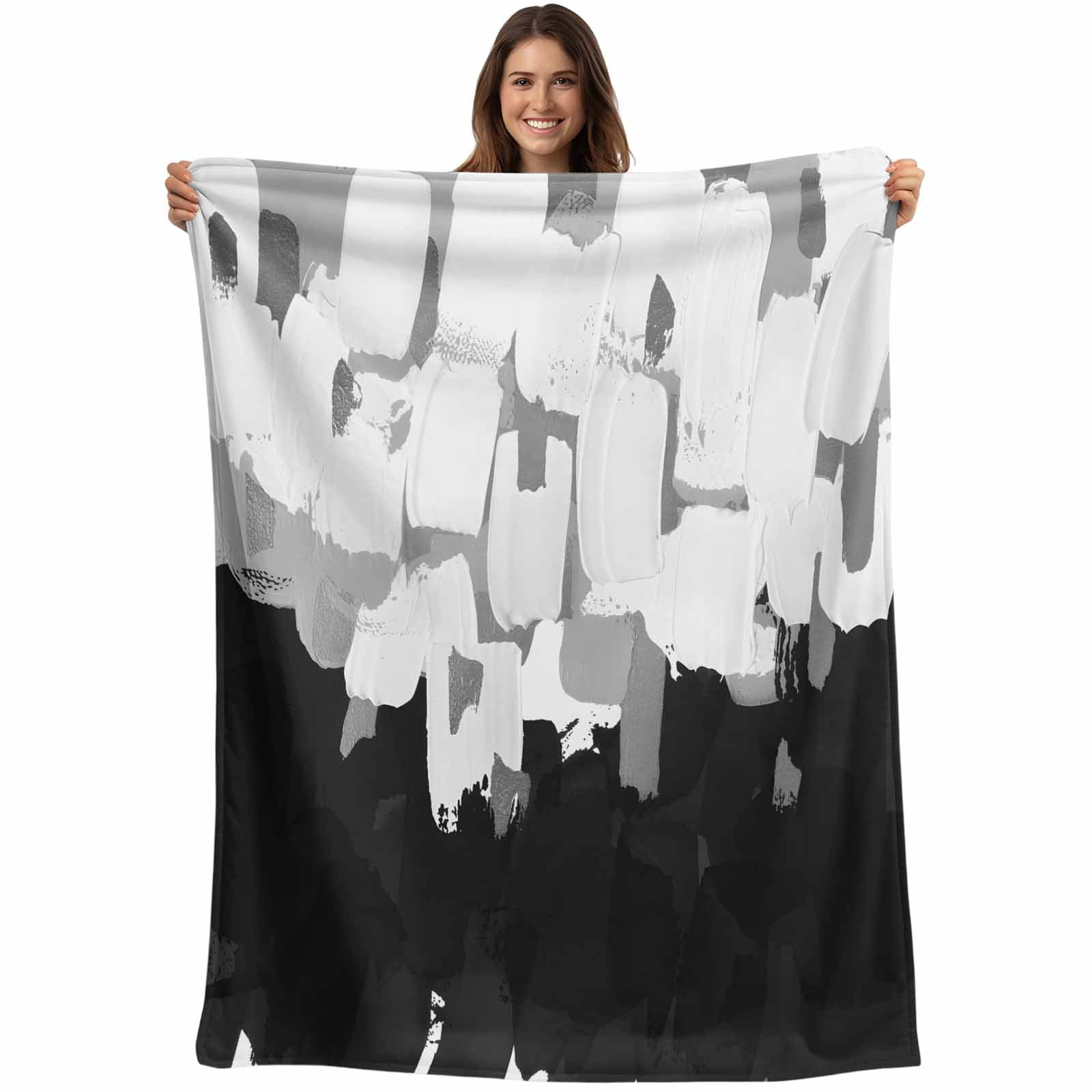 Black White Blanket Soft Cozy Warm Throw Blanket for Couch, Plush Fuzzy ...