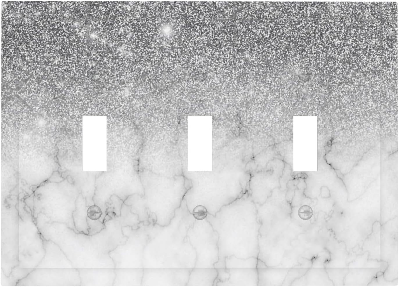 Black White Bling Glitter Marble 3 Gang Light Switch Plate Decorative ...
