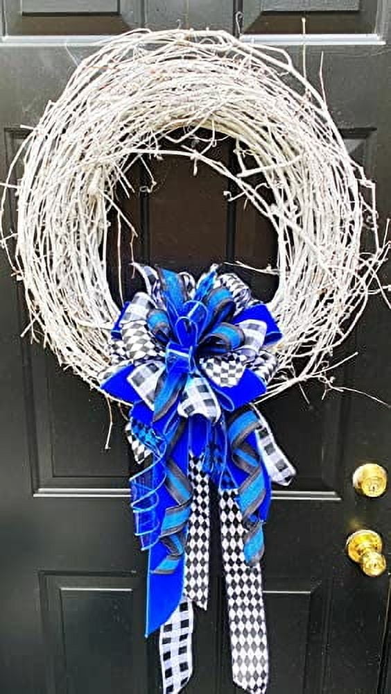 Black White Blue Bow, Law Enforcement Bow, Police Bow, Wreath Bow ...