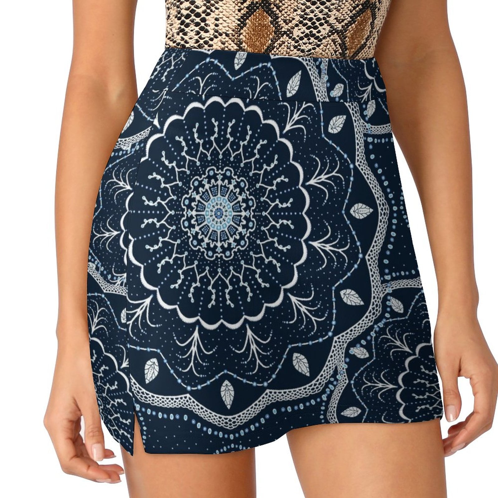 Black White Blue Mandala Light Proof Trouser Skirt Female dress midi ...