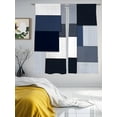 Black White Blue Patchwork Chiffon Sheer Curtains 63 Inches Long ...