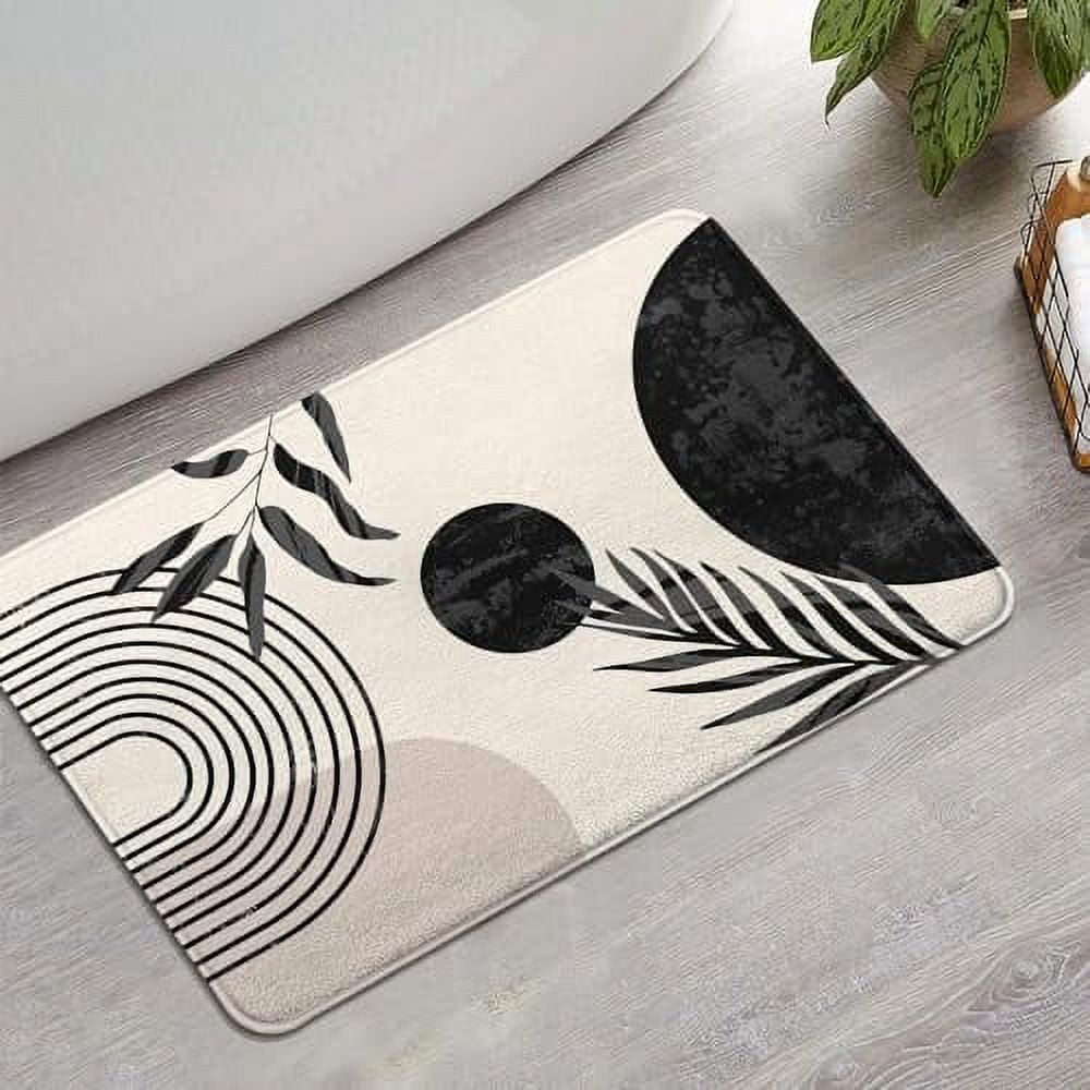 Black and White Boho Bathroom Rugs Non-Slip Small Bath Mat,Non-Slip ...