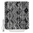 Black White Boho Bathroom Shower Curtains with 12 Hooks Polyester ...