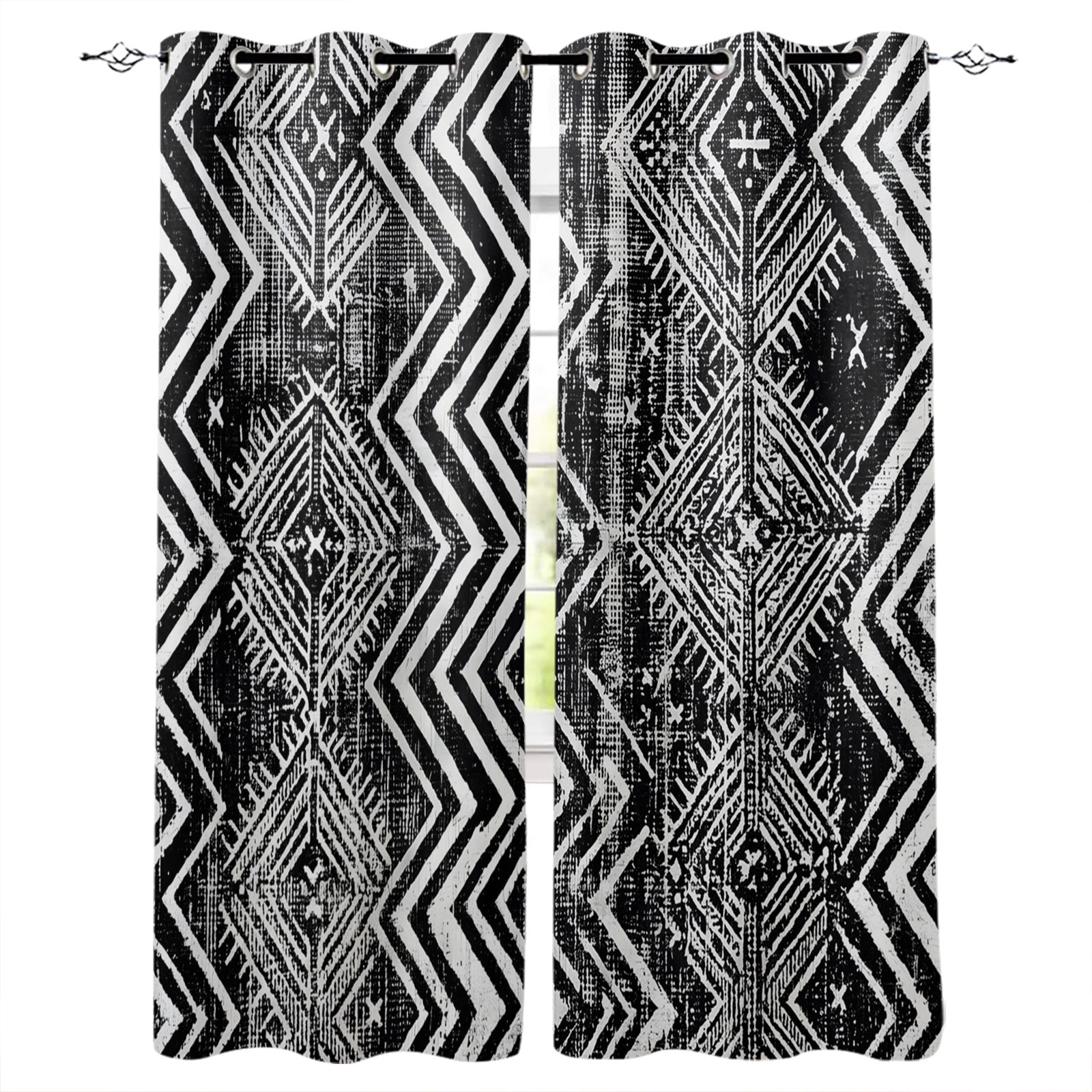 Black White Boho Blackout Curtains for Bedroom Living Room Darkening ...