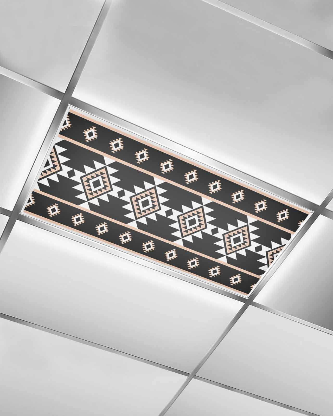 Black White Boho Fluorescent Light Covers for Ceiling Lights 4x2 feet,1 ...
