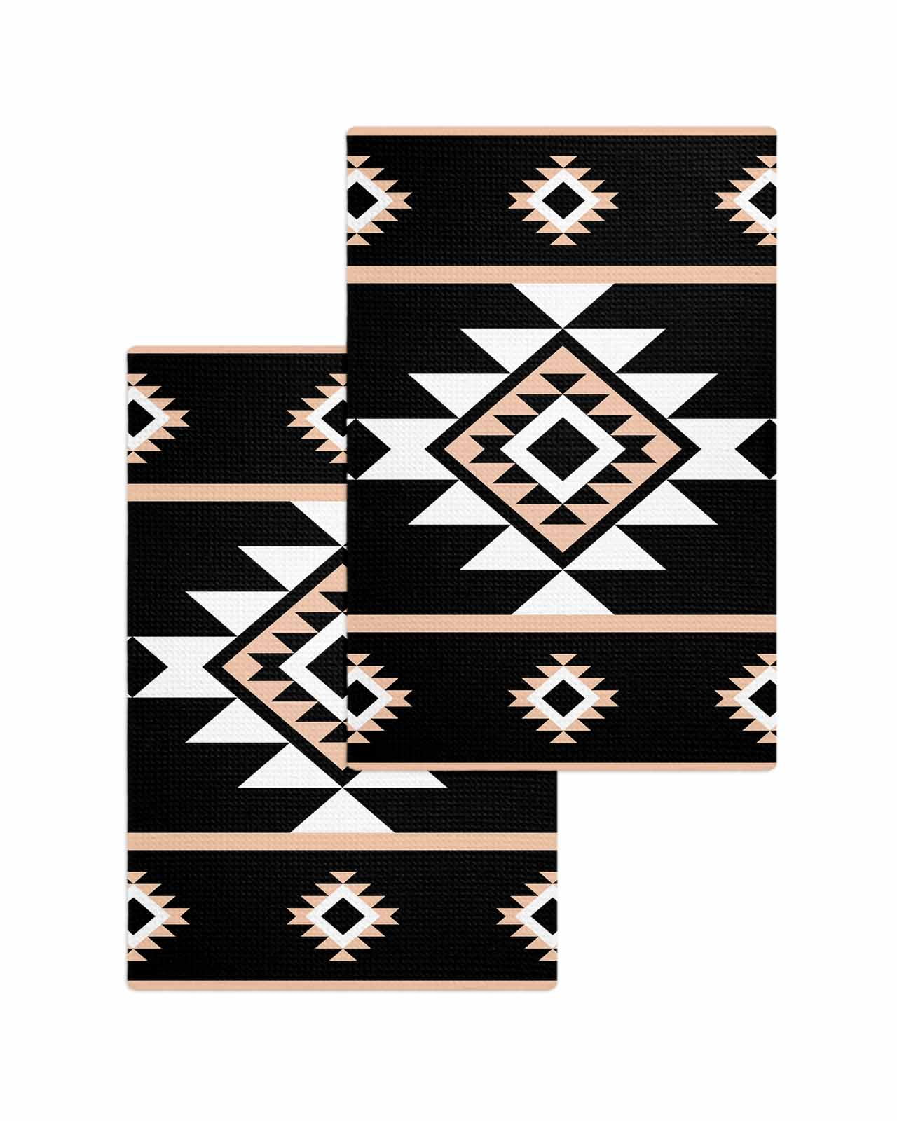 Black White Boho Kitchen Dish Towels for Drying Dishes Set of 2, Modern ...