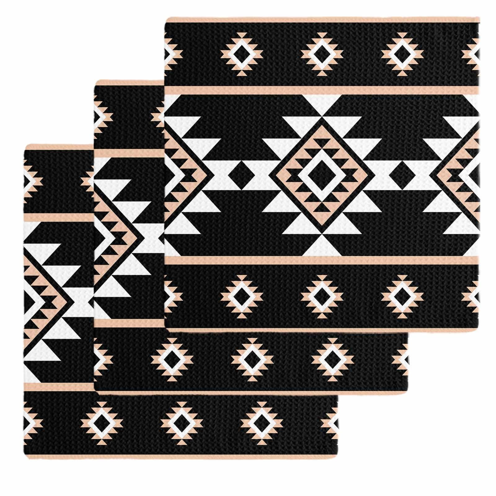 Black White Boho Kitchen Dish Towels for Drying Dishes Set of 3, Modern ...