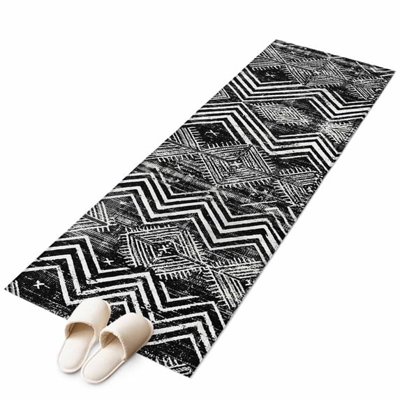 Black White Boho Kitchen Runner Rug 2x6 Washable Runners for Hallway ...
