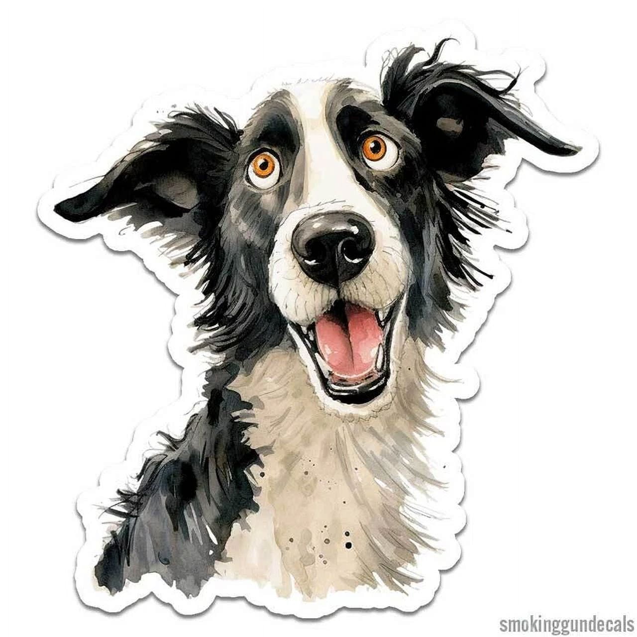 Black White Border Collie Sticker Indoor Outdoor Phone Decal Water ...