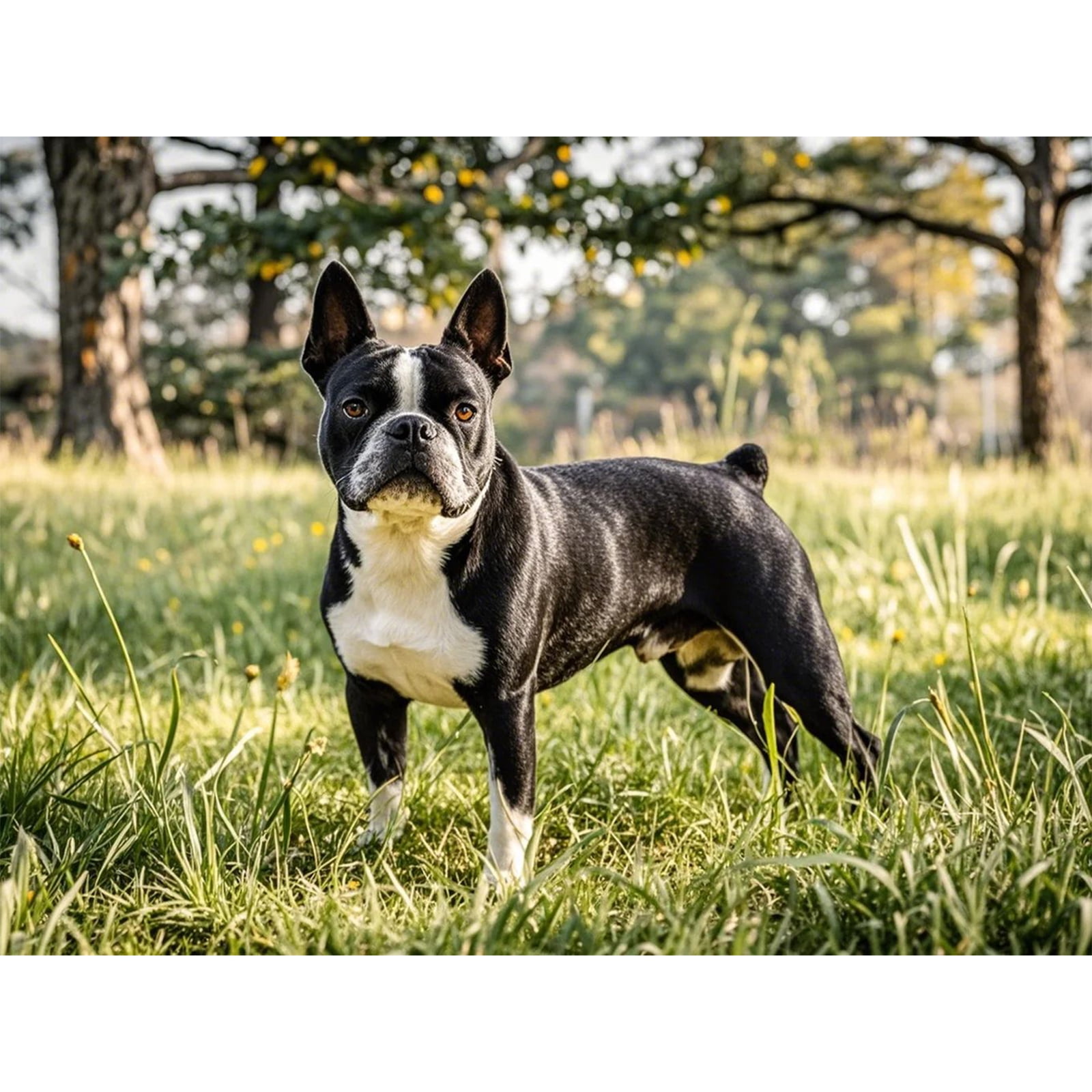 Black and White Boston Terrier Diamond Art 5D Diamond Painting DIY Kits ...