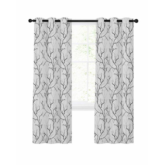 Black White Branches Blackout Curtains, Light Blocking Print Window ...